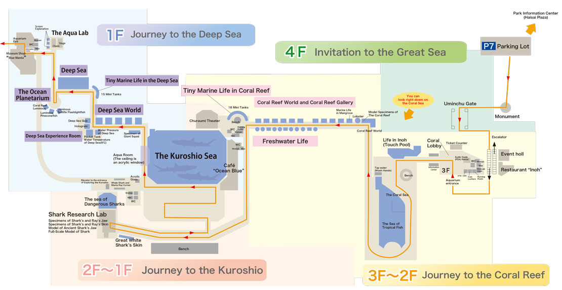 Aquarium Map | Okinawa Churaumi Aquarium - The Mysteries of Okinawa ...